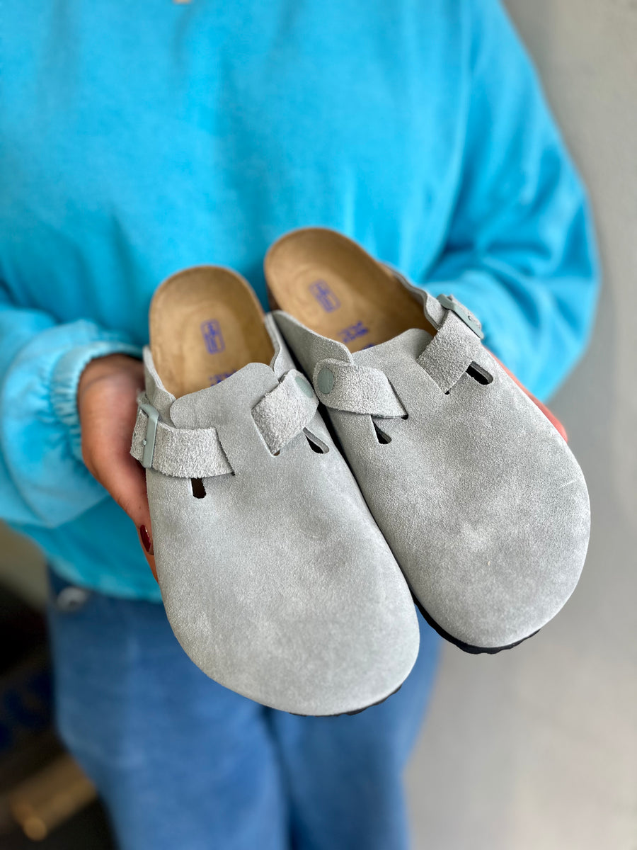 BIRKENSTOCK Boston Pure Sage Suede with Softbed | SOUL 2 SOLE SHOES ...
