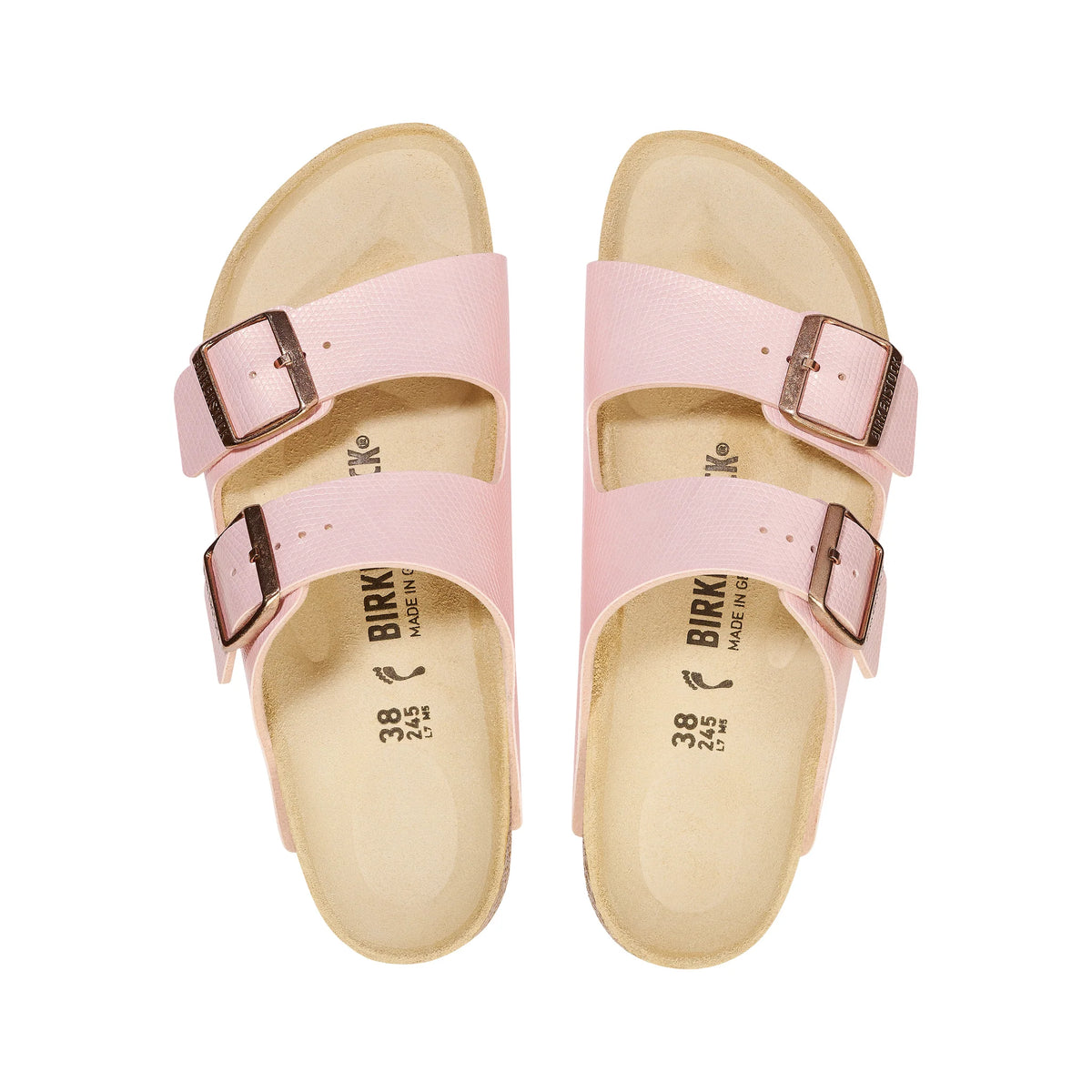 BIRKENSTOCK Arizona Embossed Light Rose BF Slides | SOUL 2 SOLE SHOES ...