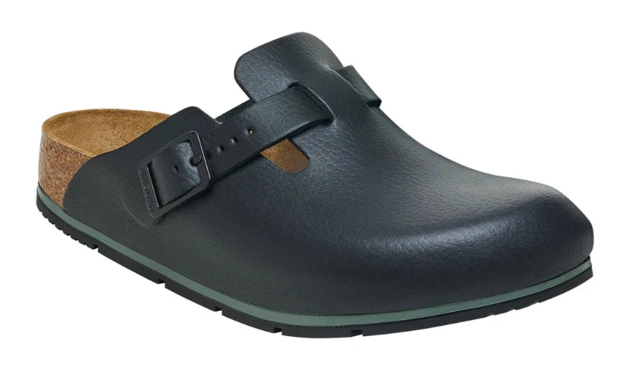 BIRKENSTOCK Boston Pro Black PU Coated Oiled Leather Clogs | SOUL 2 ...